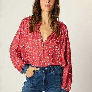 Natalie Martin | Tops | Natalie Martin Tolan Shirt Pinwheel Barn Red Xl ...